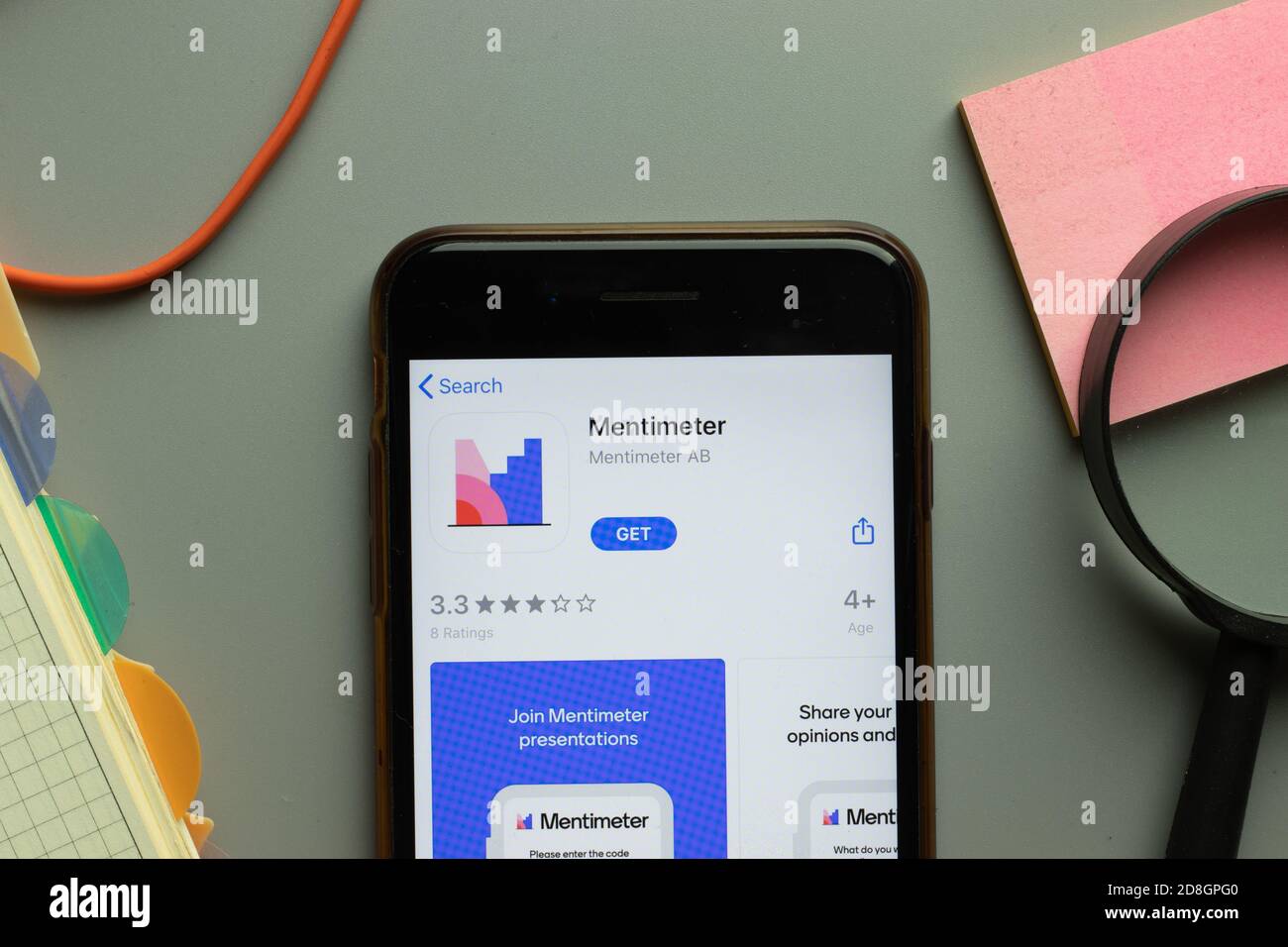 New York, USA - 26 October 2020: Mentimeter mobile app logo on phone ...