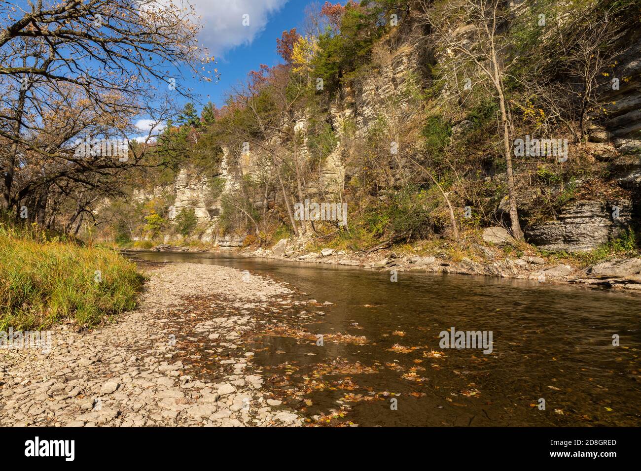 Root River In Autumn - A scenic river next to a cliff Stock Photo - Alamy