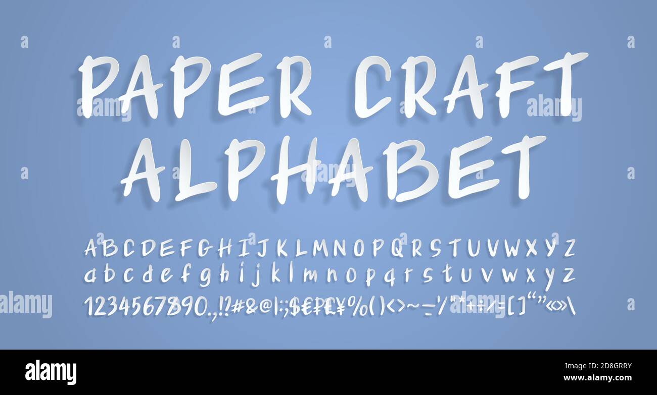 White paper alphabet. Flying 3D font, realistic paper cut out style ...