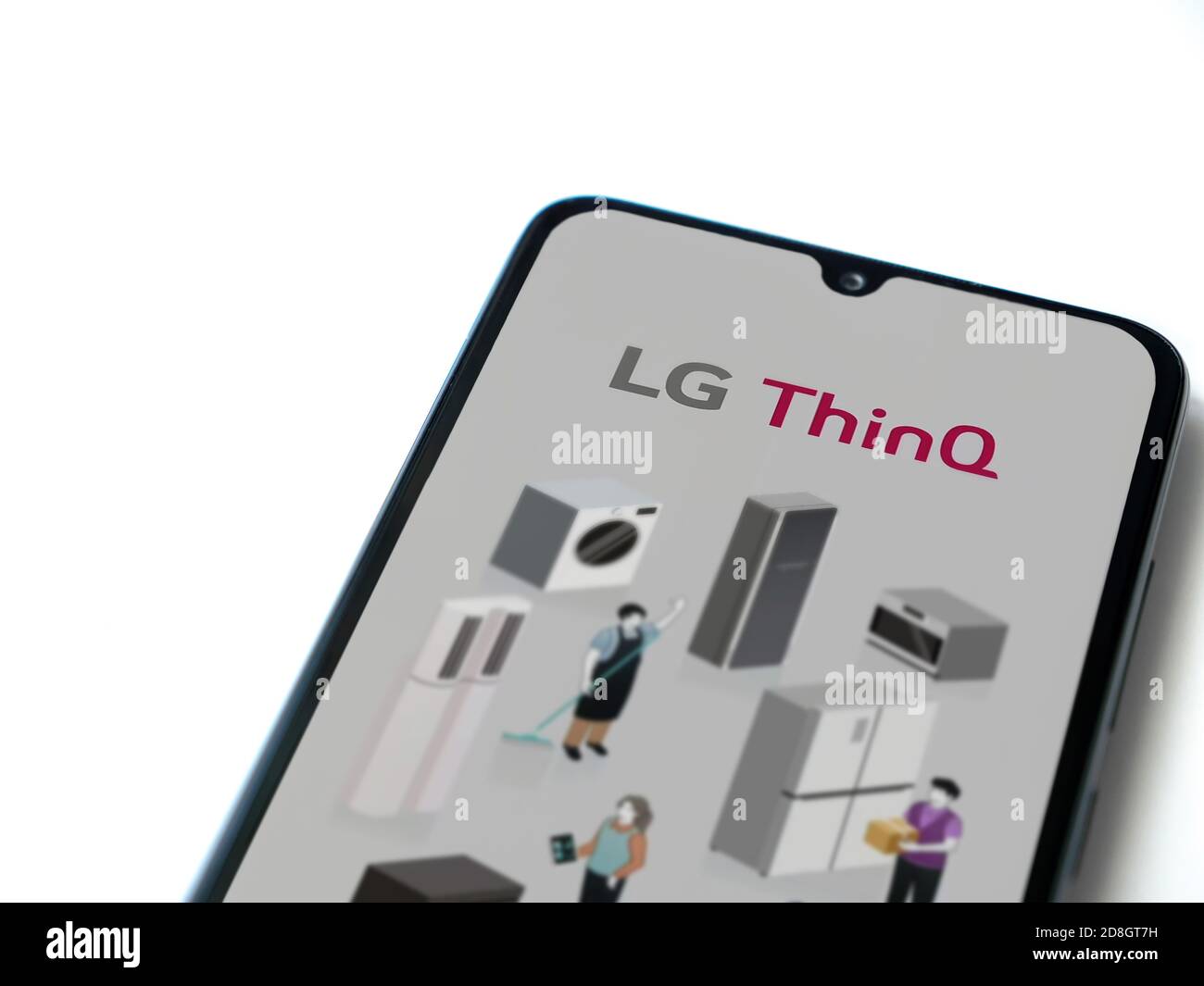 Lod, Israel - July 8, 2020: LG ThinQ app launch screen with logo on the ...