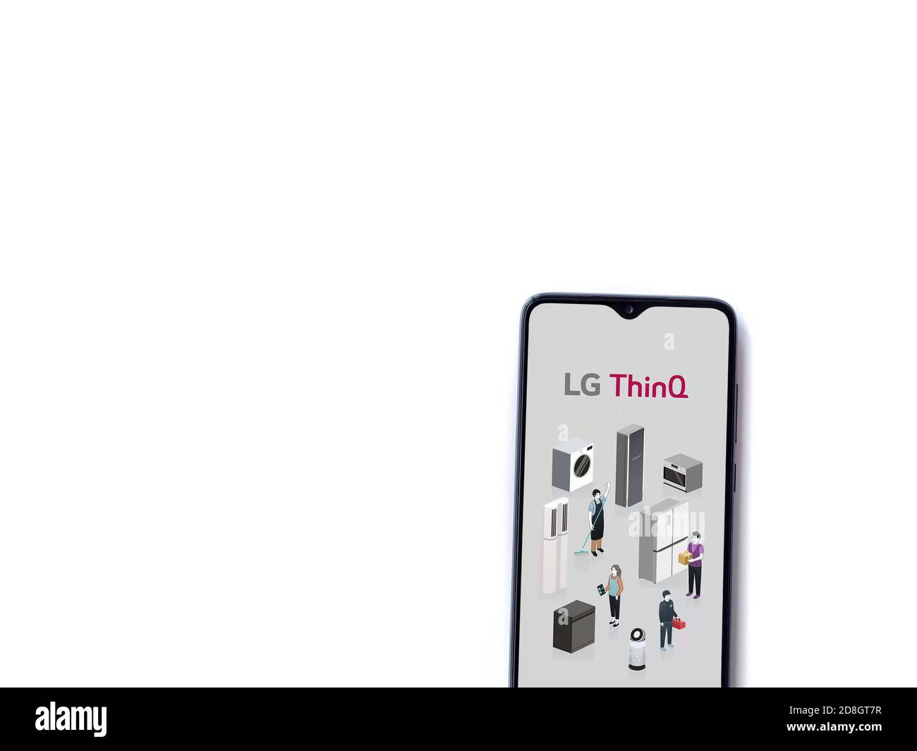 Lod, Israel - July 8, 2020: LG ThinQ app launch screen with logo on the ...