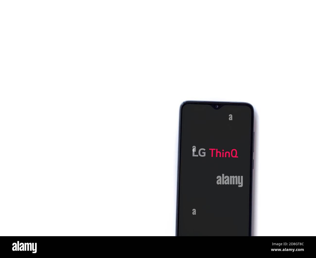 Lod, Israel - July 8, 2020: LG ThinQ app launch screen with logo on the ...
