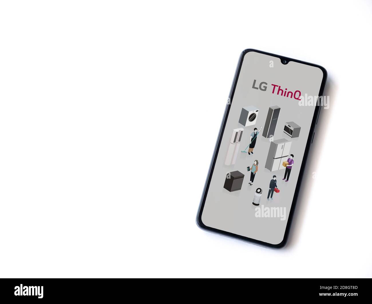 Lod, Israel - July 8, 2020: LG ThinQ app launch screen with logo on the ...
