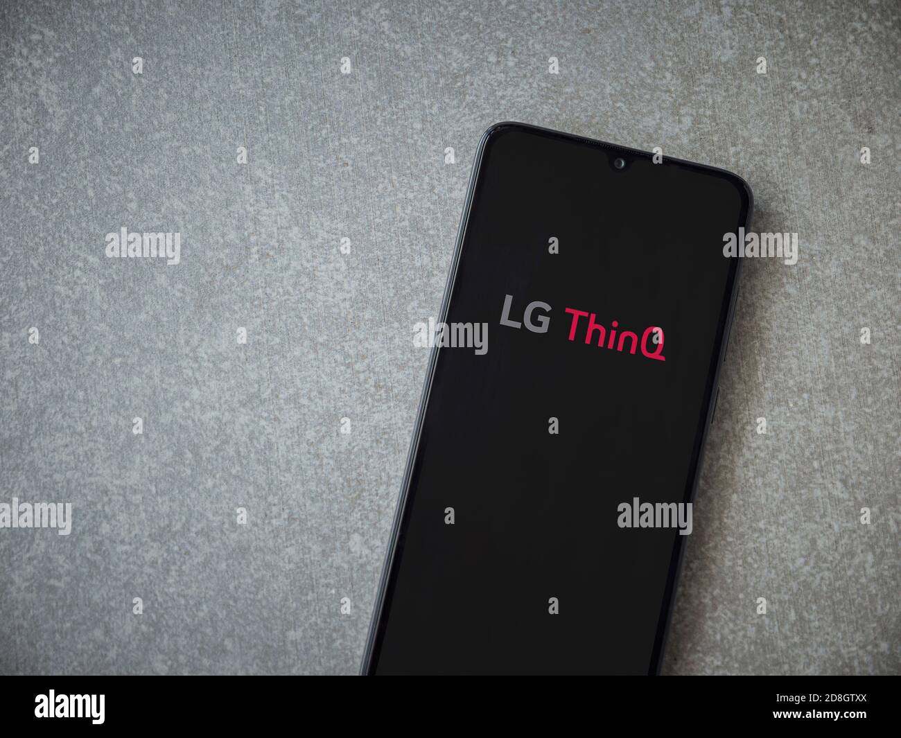Lod, Israel - July 8, 2020: LG ThinQ app launch screen with logo on the ...