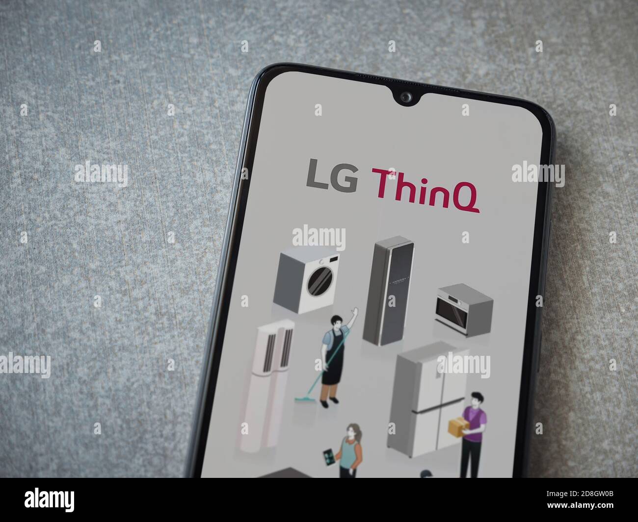 Lod, Israel - July 8, 2020: LG ThinQ app launch screen with logo on the ...