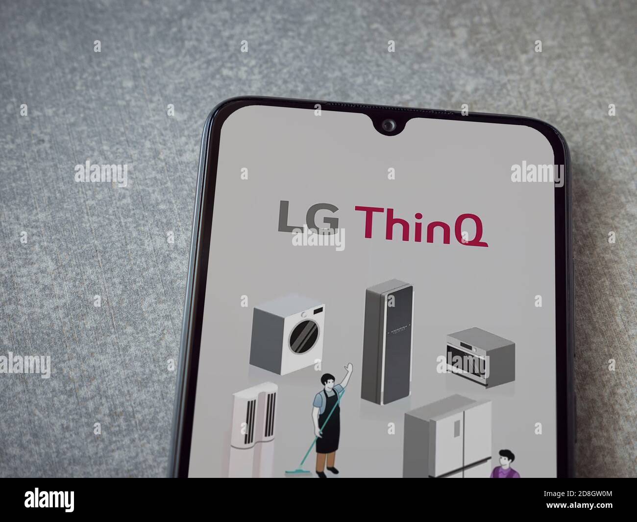 Lod, Israel - July 8, 2020: LG ThinQ app launch screen with logo on the ...