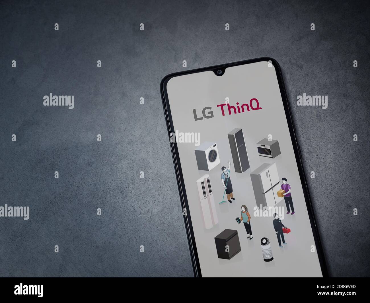 Lod, Israel - July 8, 2020: LG ThinQ app launch screen with logo on the ...