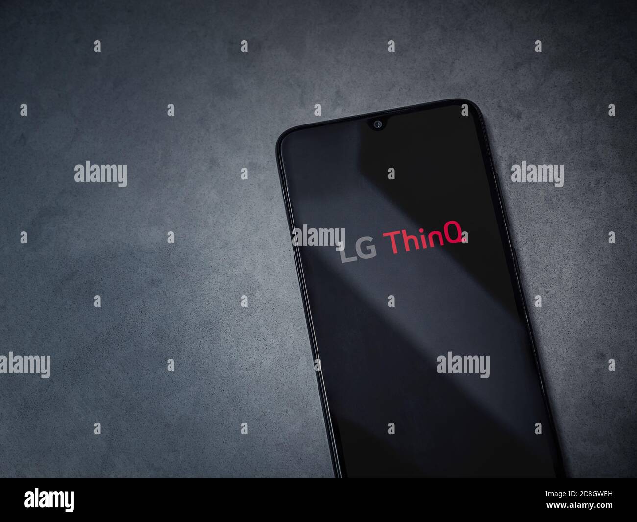 Lod, Israel - July 8, 2020: LG ThinQ app launch screen with logo on the ...