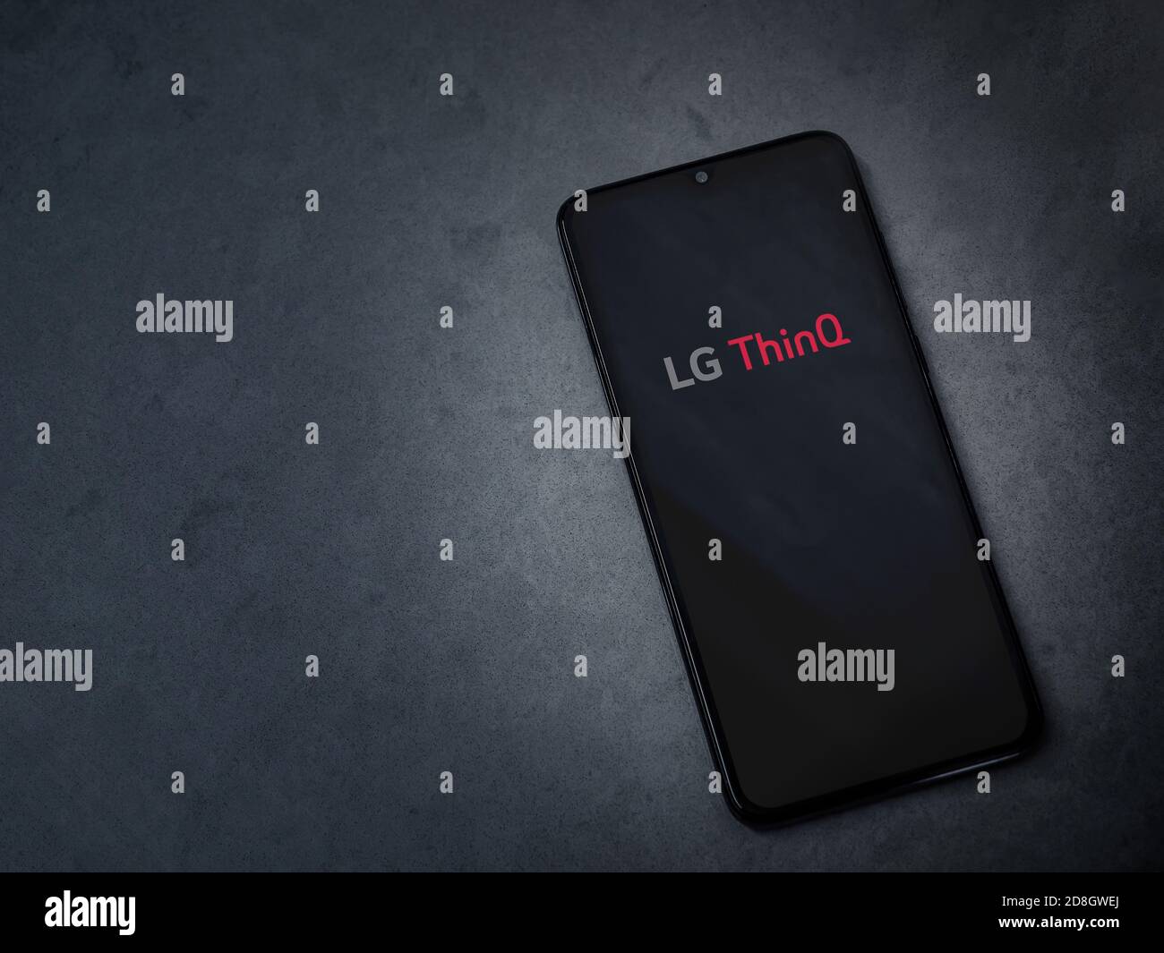 Lod, Israel - July 8, 2020: LG ThinQ app launch screen with logo on the ...