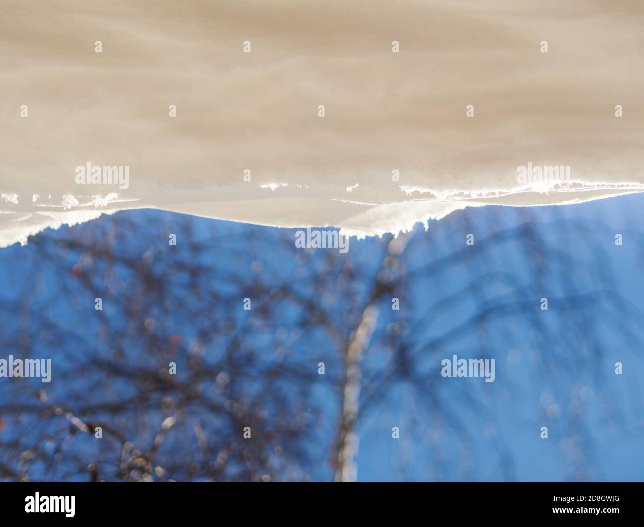 Snow layer seen from the window after snow storm Stock Photo - Alamy