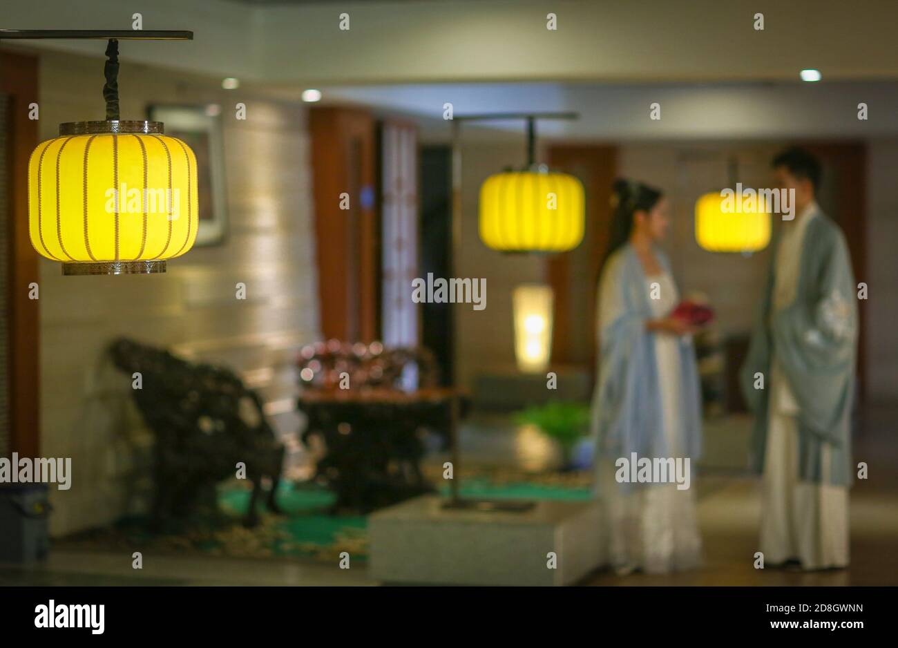 Two young people wear Hanfu，historical clothing styles of Han dynasty ...