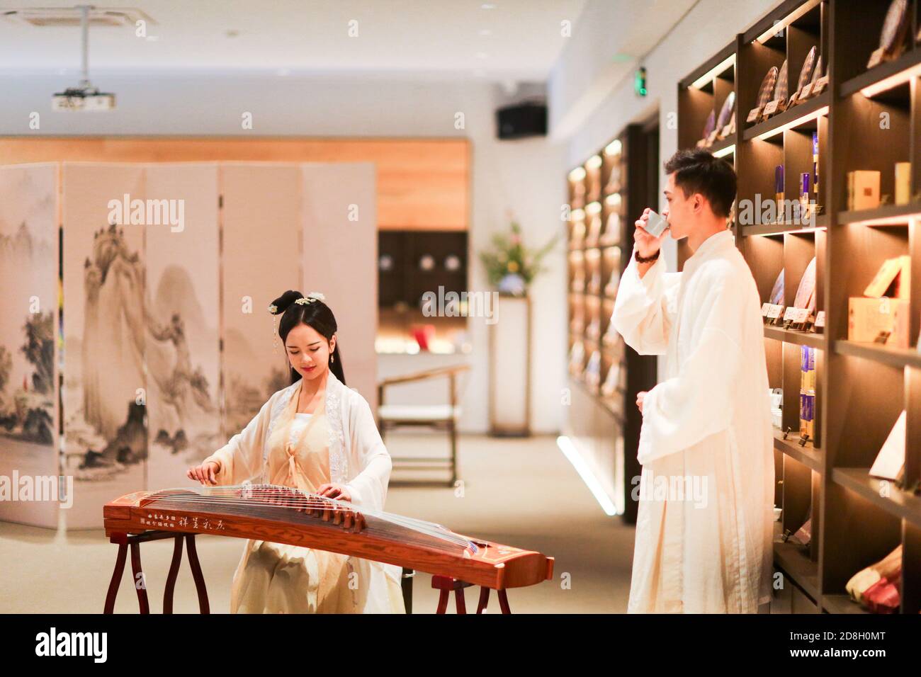 Two young people wear Hanfu，historical clothing styles of Han dynasty ...