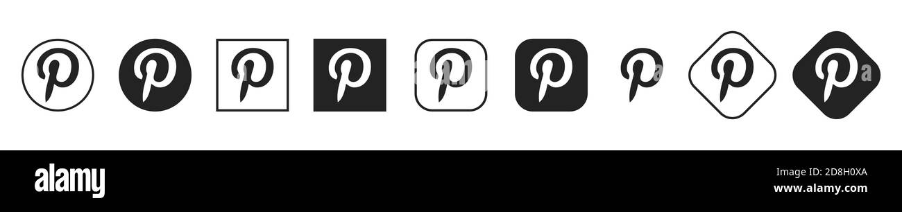 Pinterest set. Social Media Path Logo Design clip-art Illustration ...
