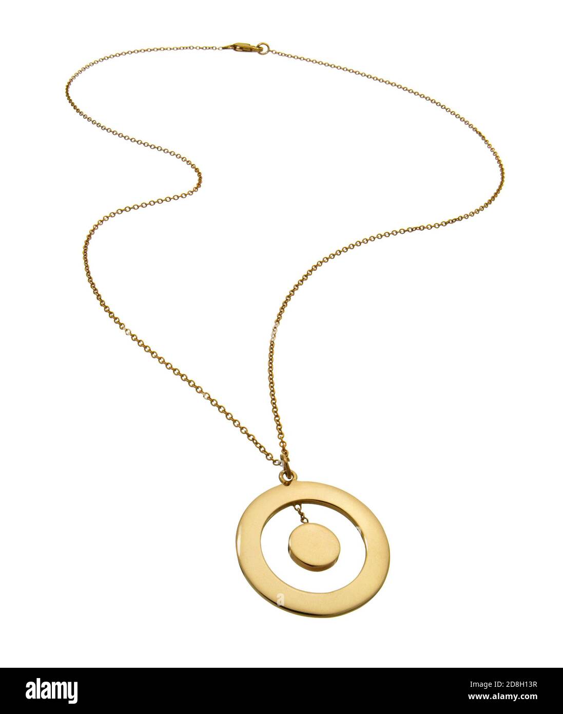 Gold target logo necklace photographed on a white background Stock ...