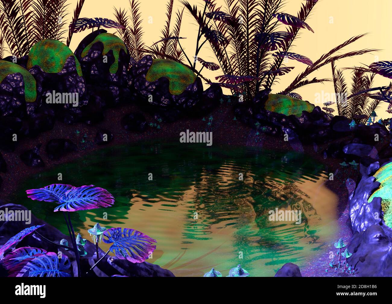 3D rendering of a fantasy alien place Stock Photo - Alamy