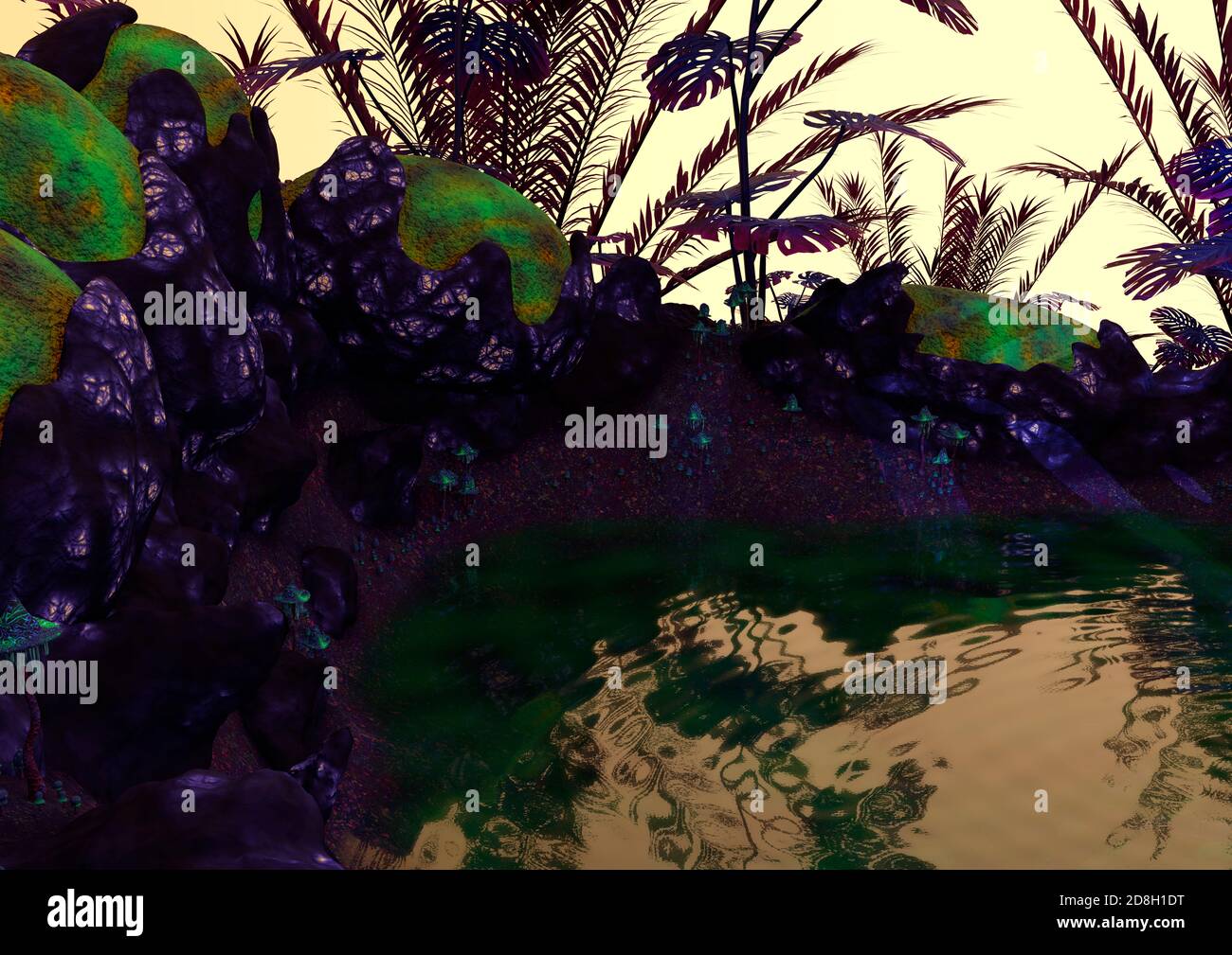 3D rendering of a fantasy alien place Stock Photo - Alamy