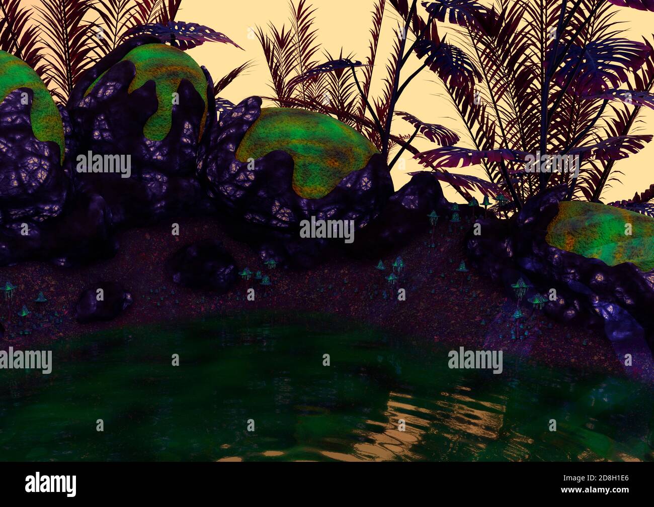 3D rendering of a fantasy alien place Stock Photo - Alamy