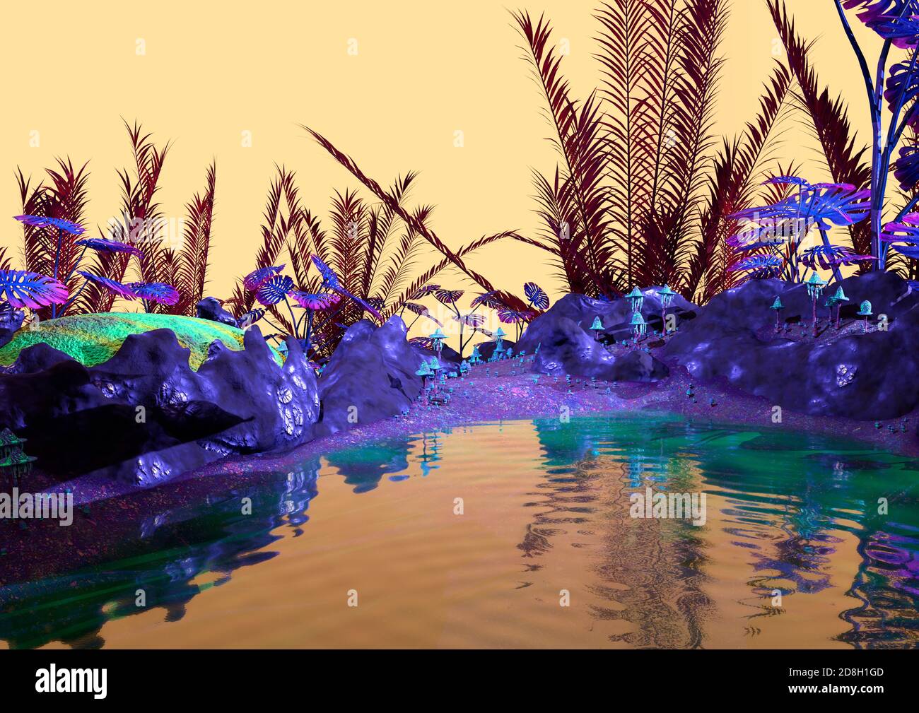 3D rendering of a fantasy alien place Stock Photo - Alamy