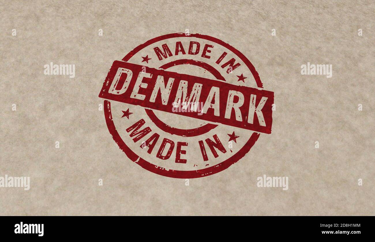 Made in Denmark stamp icons in few color versions. Factory ...