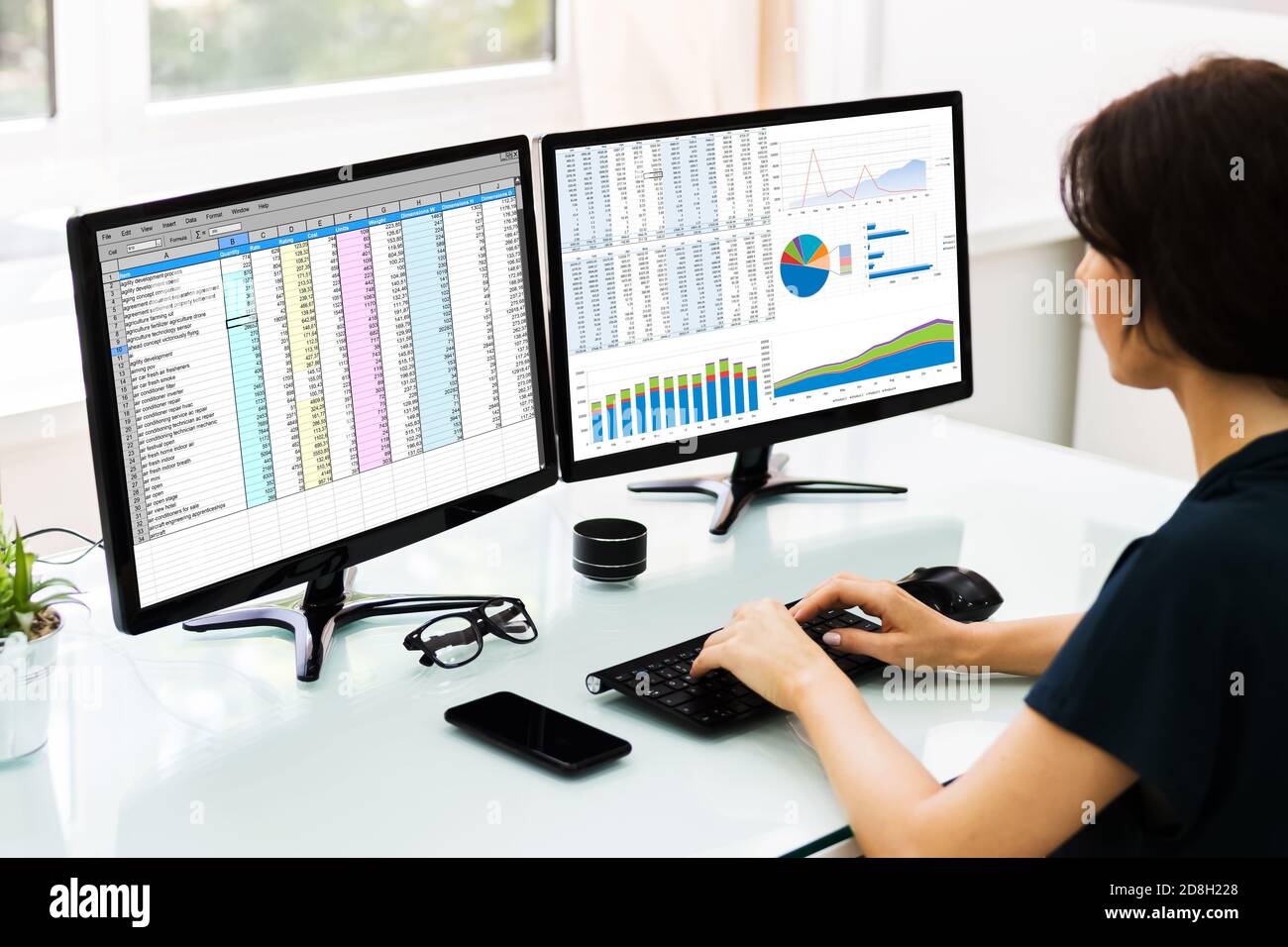 Electronic Spreadsheet On Analyst Auditor Computer Screen Stock Photo ...