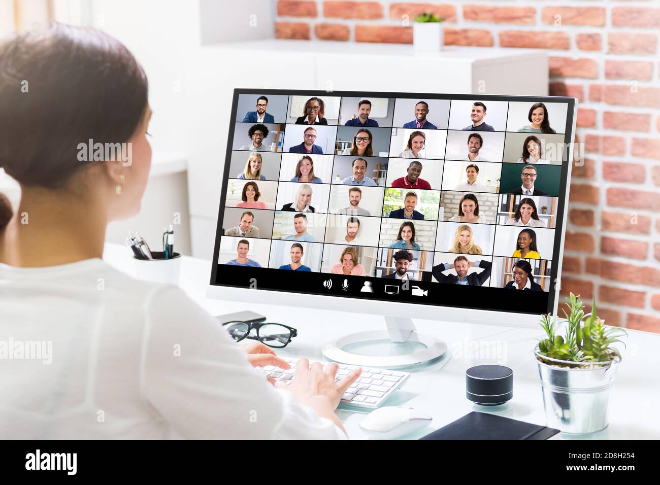Online Video Conference Business Meeting Call Or Webinar Stock Photo ...