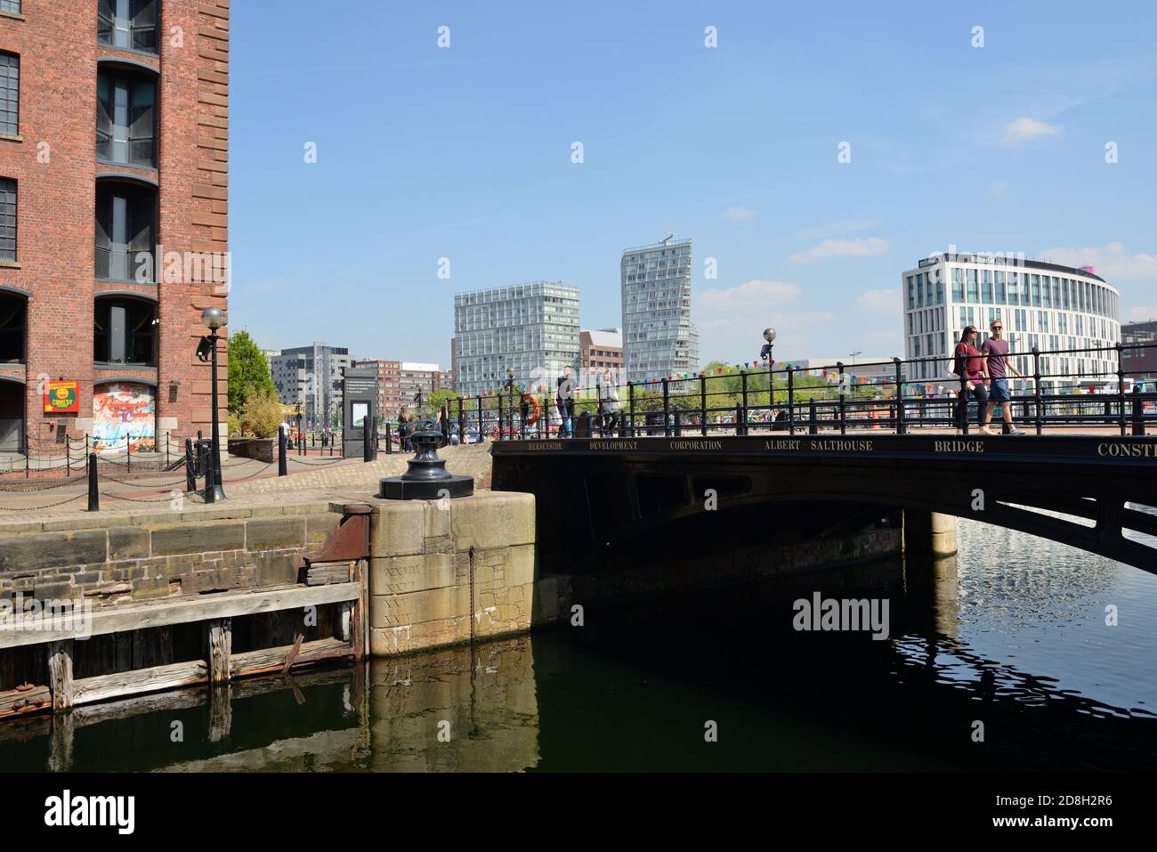 View of Albert Dock Salthouse bridge, in Liverpool's regenerated ...