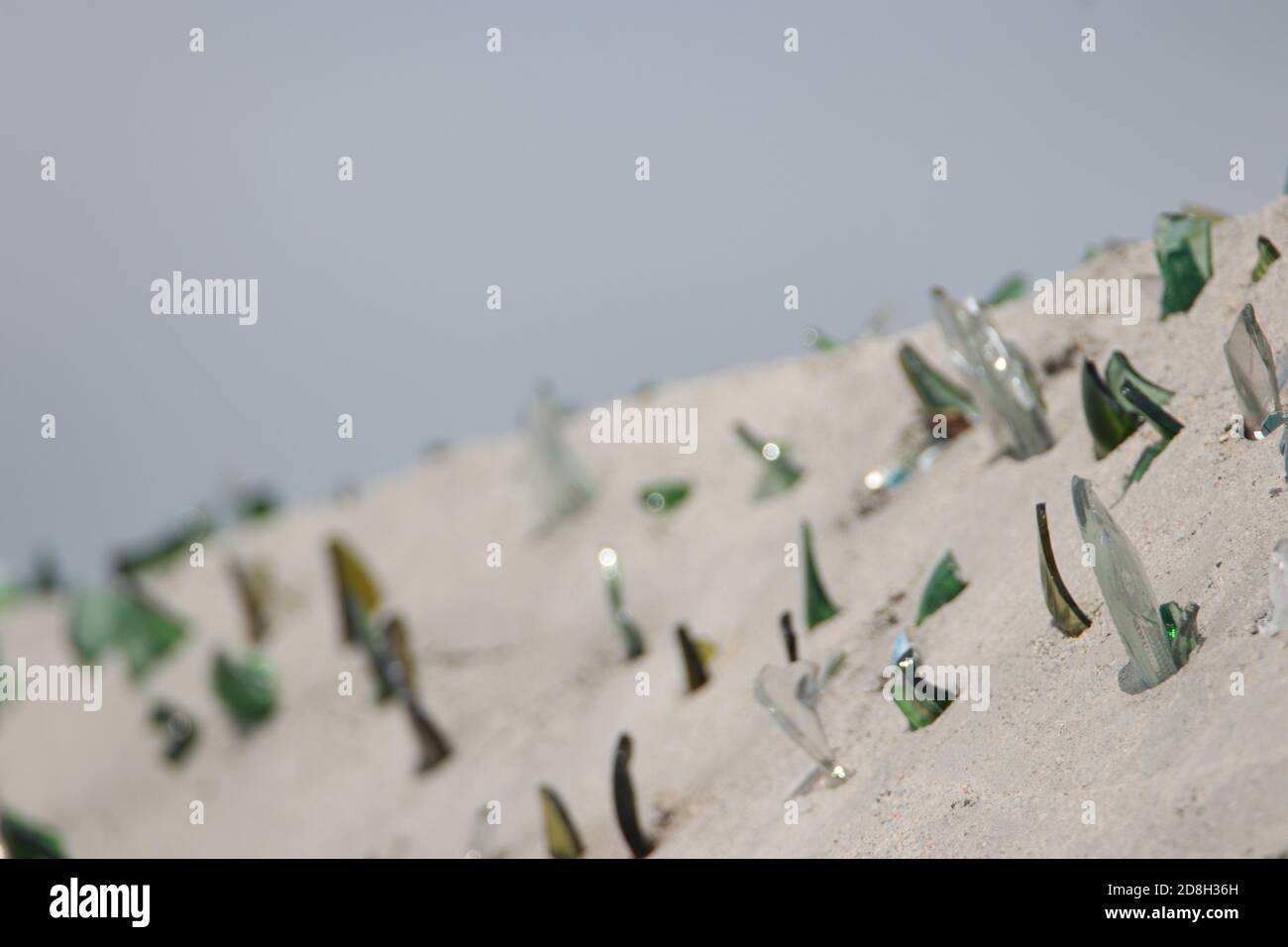 A wall's top was filled with hundreds of meters of glass shards to ...