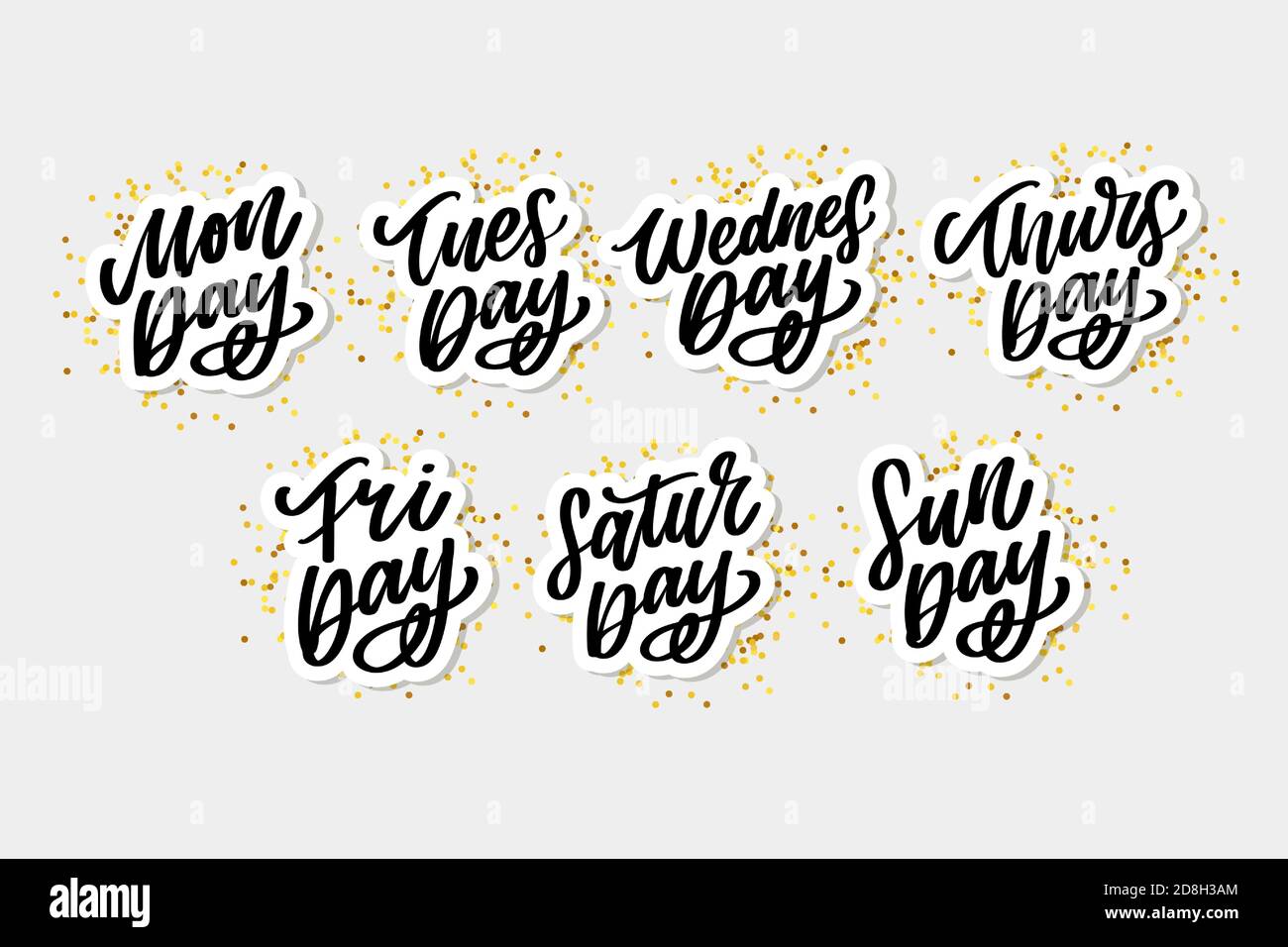 Vector handwritten inscription days a week. Calligraphy.dwritten ...