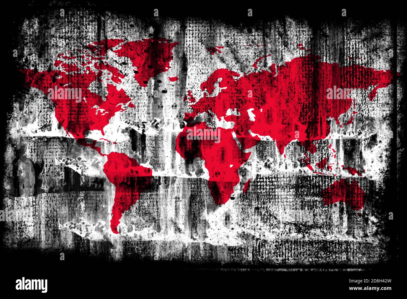 Grunge antique world map on old grungy wall. Scratch surface. Old paper ...