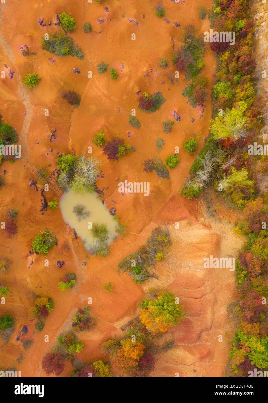 Gant, Hungary - Aerial view of abandoned bauxite mine, bauxite ...