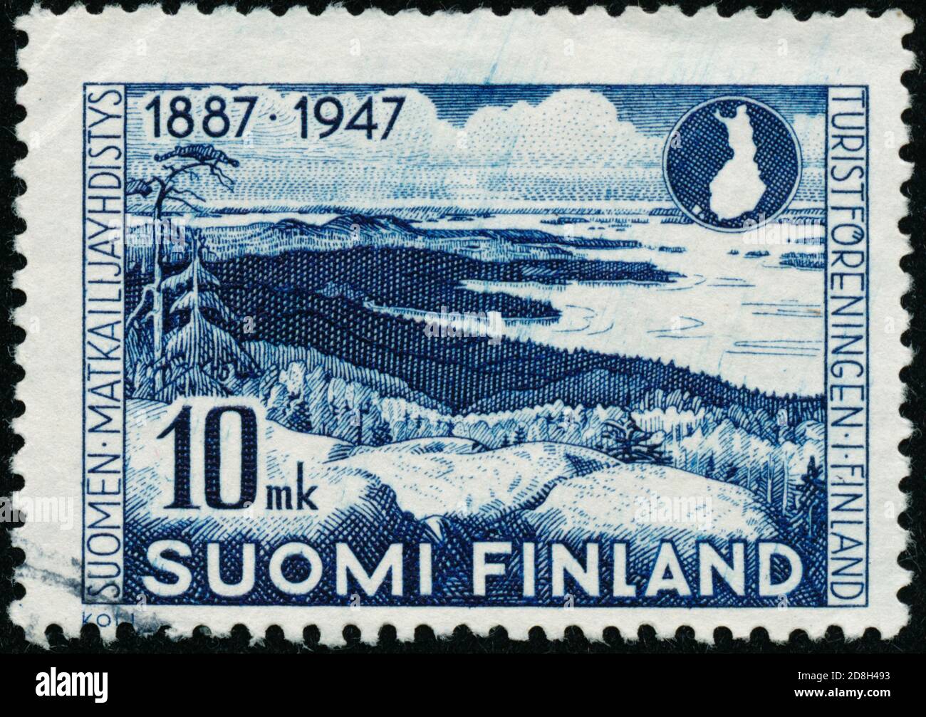 POLTAVA, UKRAINE - October 30, 2020. Vintage stamp printed in Finland ...