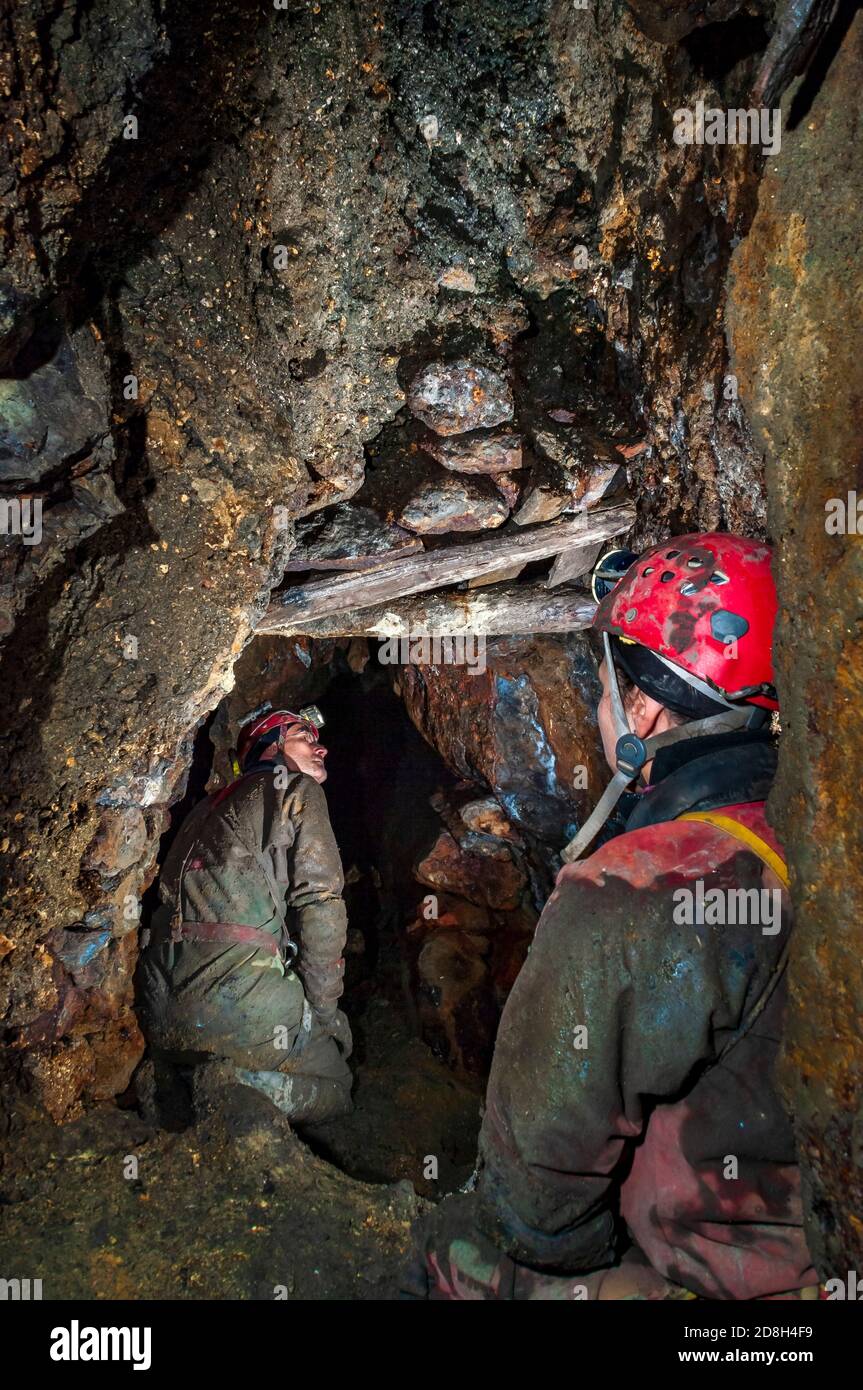 'Cartgate' or wagon-way, with wooden 'stemples' holding up a roof of ...