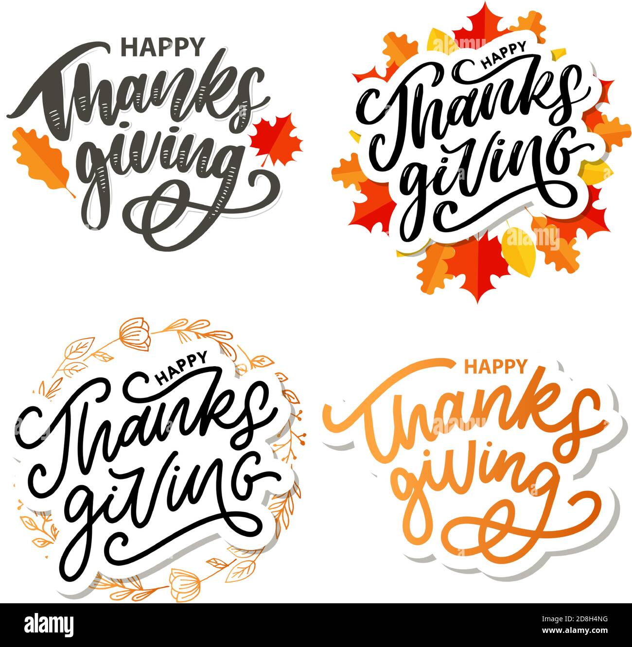 happy thanksgiving lettering calligraphy text brush vector Stock Vector Image & Art - Alamy