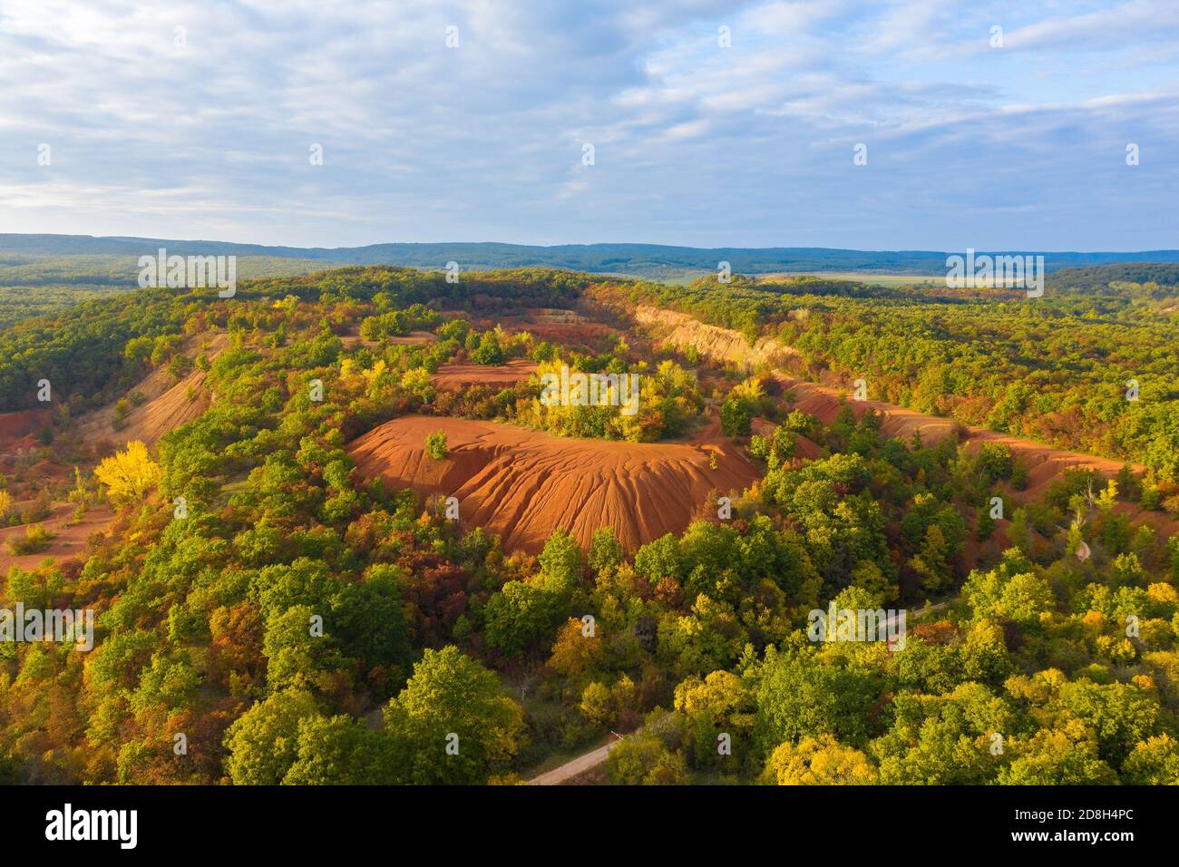 Gant, Hungary - Aerial view of abandoned bauxite mine, bauxite ...