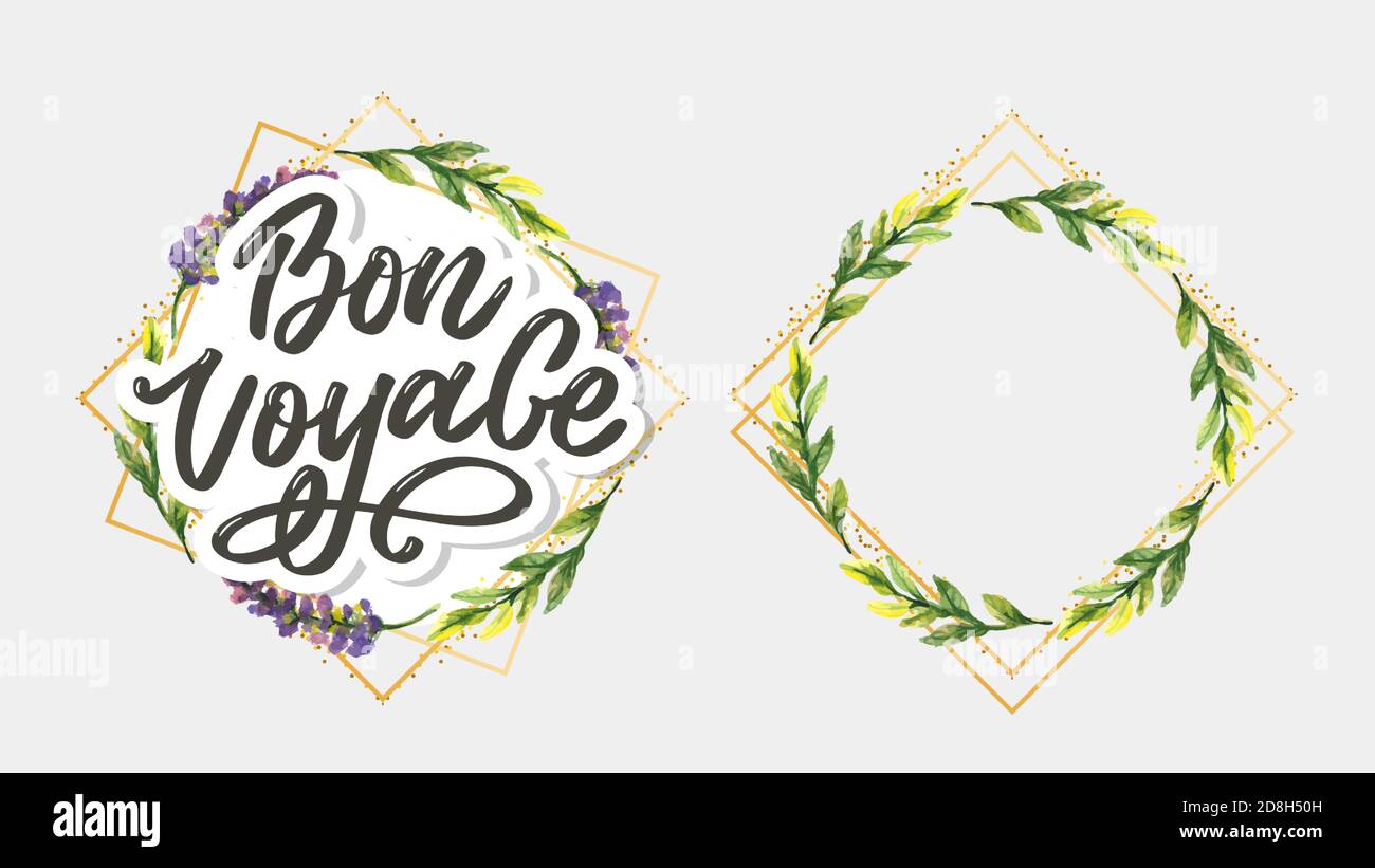 Bon Voyage Hand Lettering Vector Calligraphy Travel Stock Vector Image ...