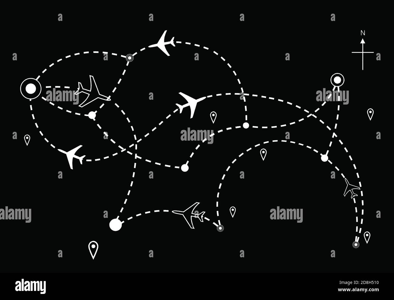 Airline Plane Flight Paths Travel Plans Map Stock Photo - Alamy