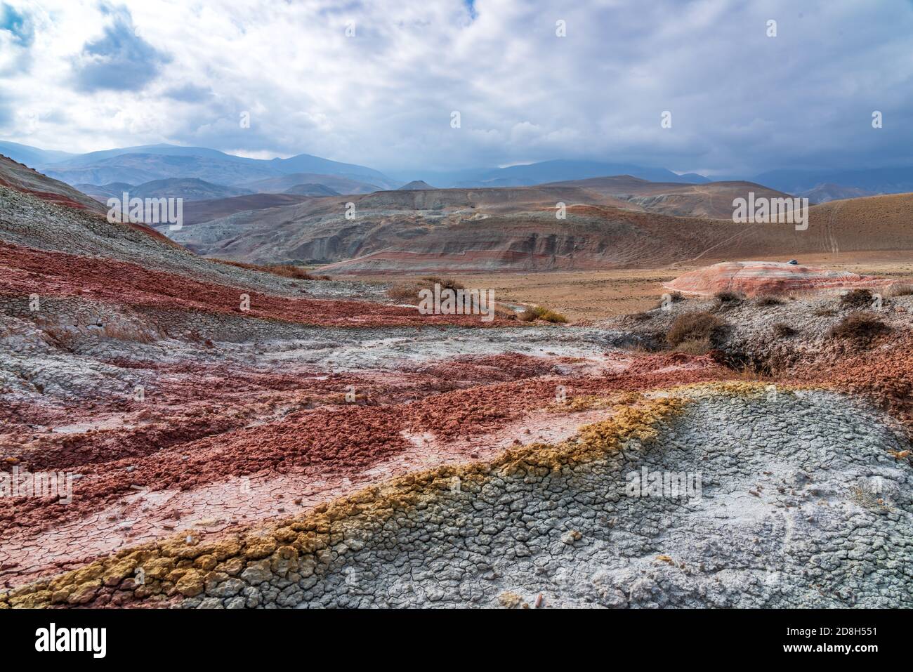 Striped red mountains landscape, beauty of nature Stock Photo - Alamy
