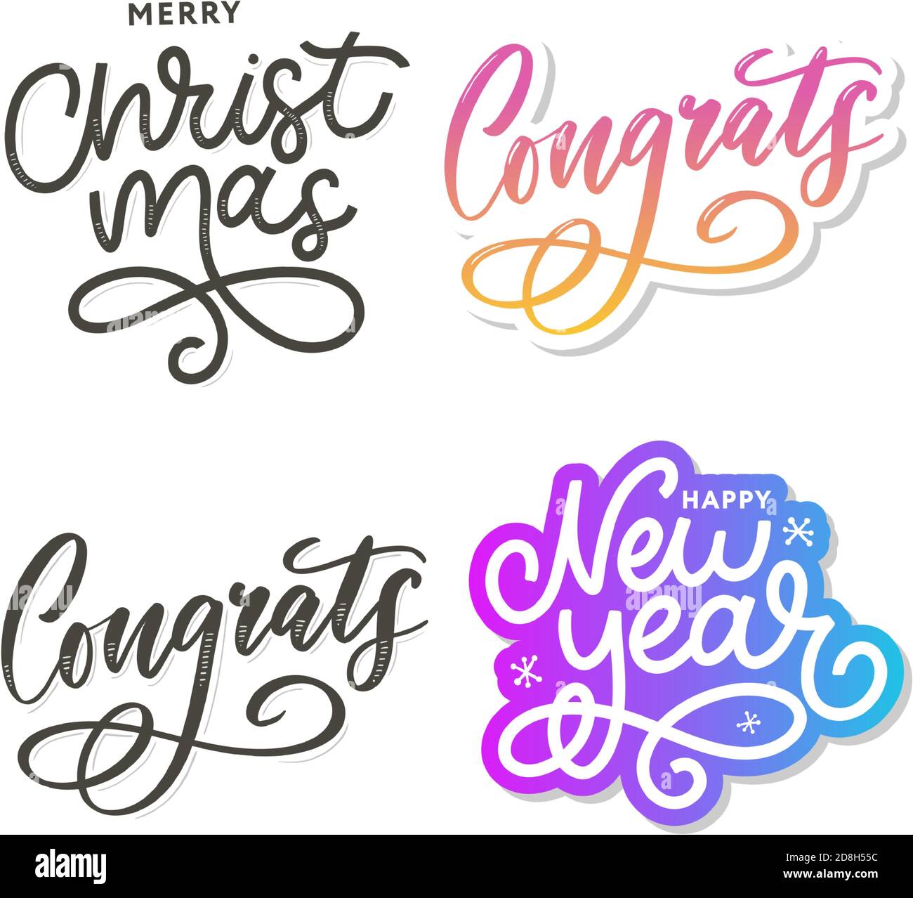 Congrats Congratulations Christmas New Year card lettering calligraphy ...
