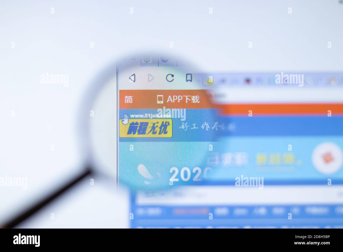 New York, USA - 29 September 2020: 51job.com 51job company website with ...