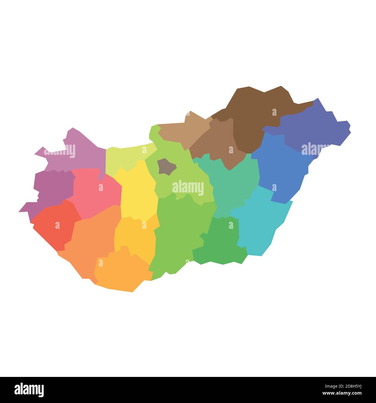Counties of Hungary. Map of regional country administrative divisions ...