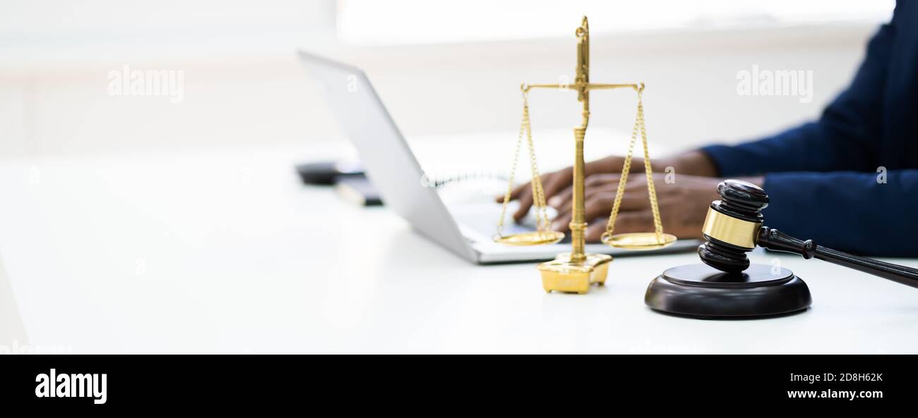 Online Law Court Concept. Judge Using Tech Stock Photo - Alamy