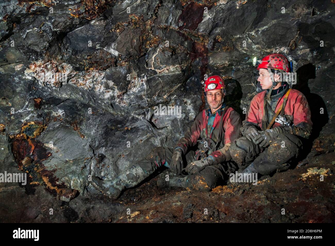 Large pipe-working after extraction, with exposed mineral veins ...