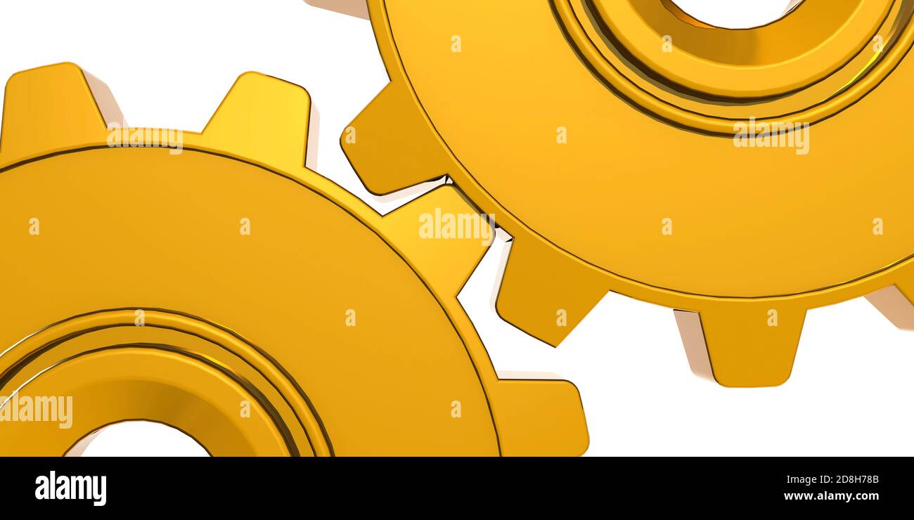 Gears engaged in white background, 3d rendering Stock Photo - Alamy