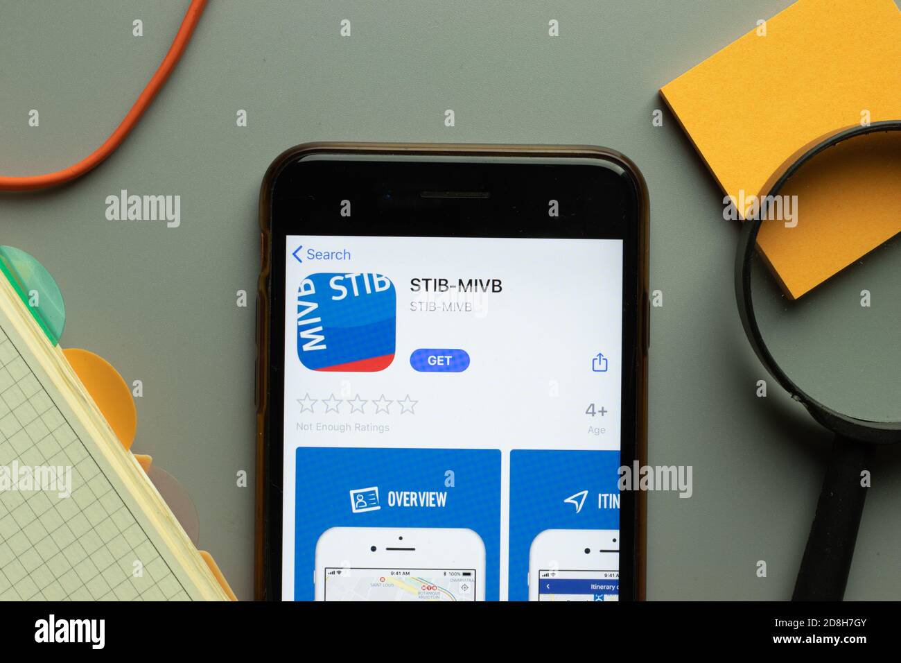 New York, USA - 26 October 2020: STIB MIVB mobile app logo on phone ...