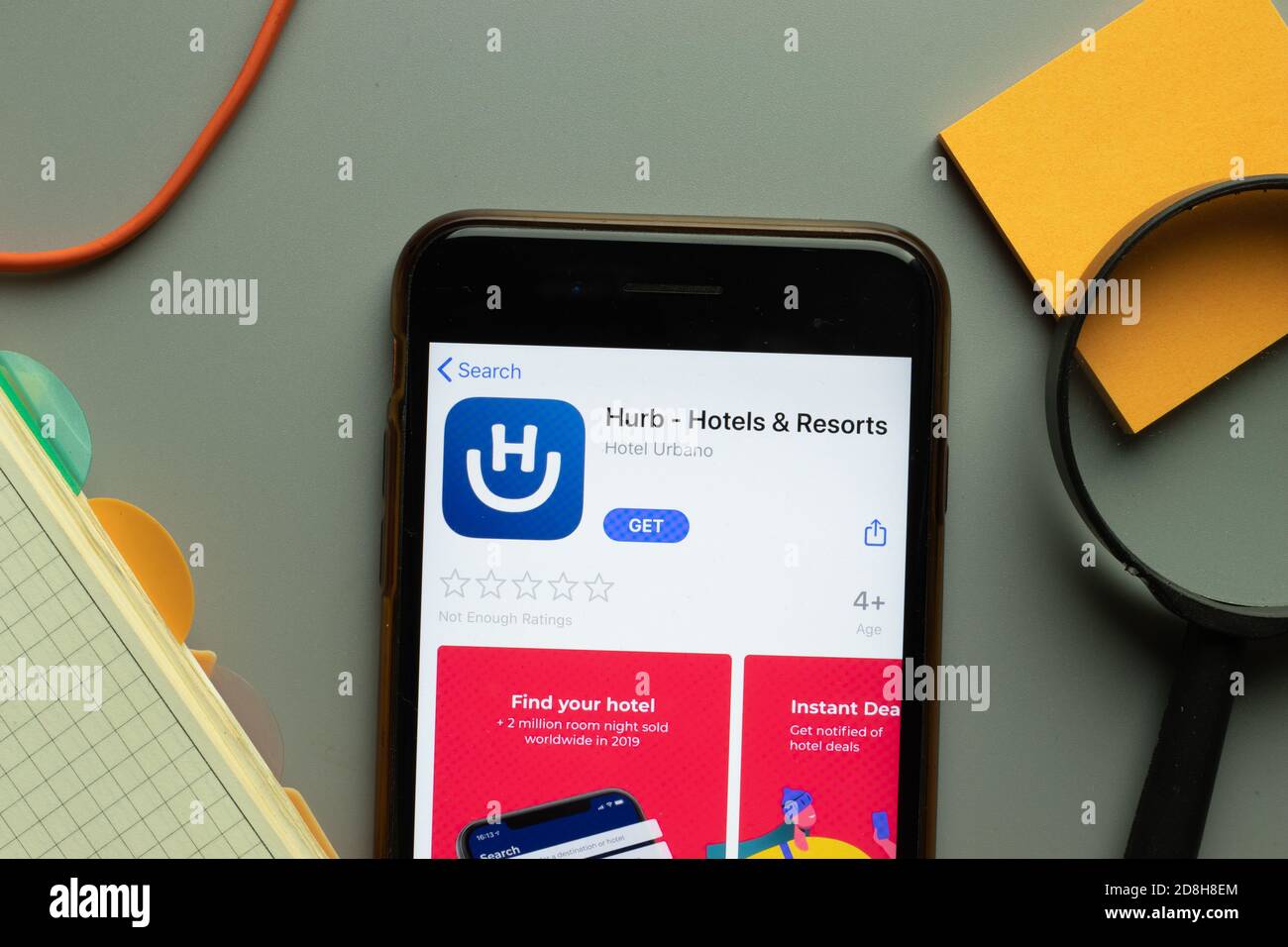 New York, USA - 26 October 2020: Hurb Hotels Resorts mobile app logo on ...