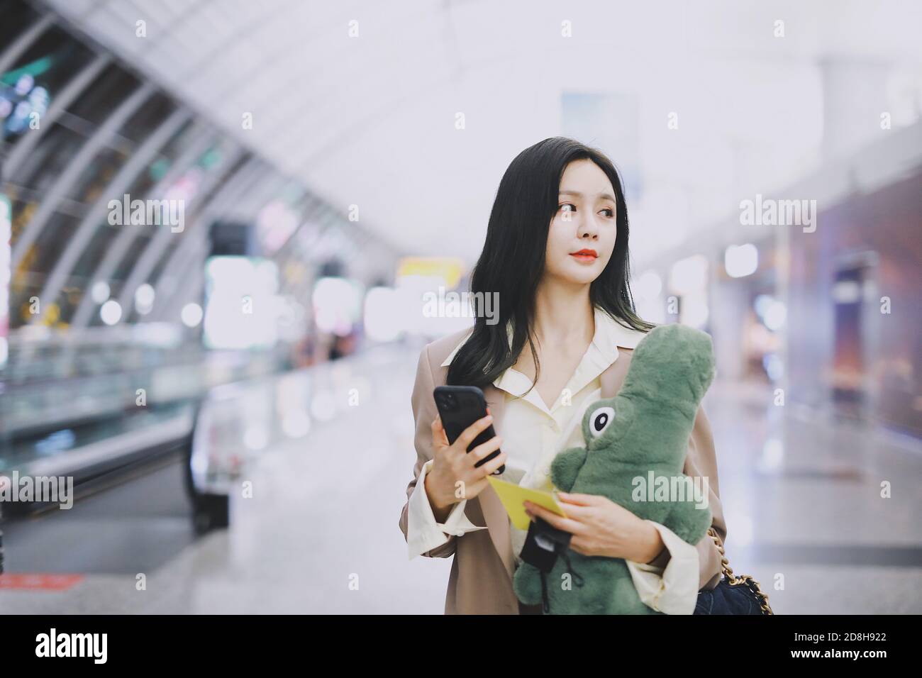 Chinese actress, host, singer and model Shen Mengchen arrives at a ...