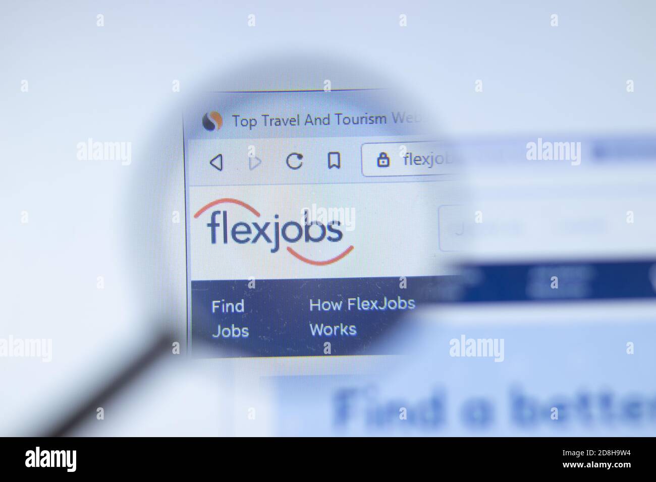 New York, USA - 26 October 2020: flexjobs flexjobs.com company website with logo close up ...