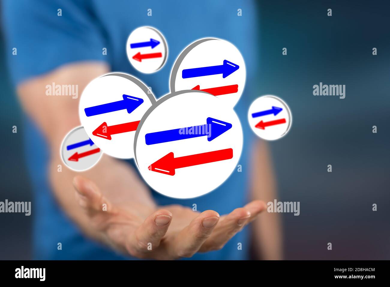 Decision concept above the hand of a man in background Stock Photo - Alamy