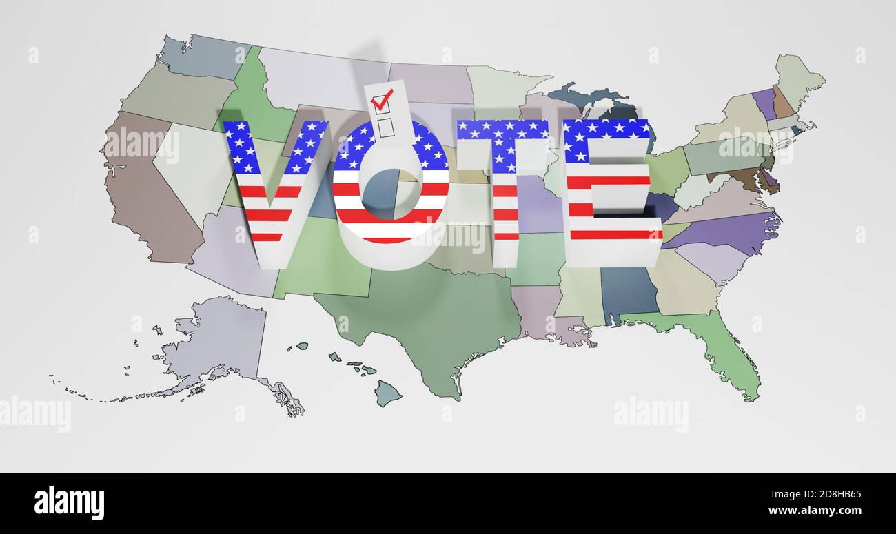 vote elections of the President. word vote is an American flag symbol ...