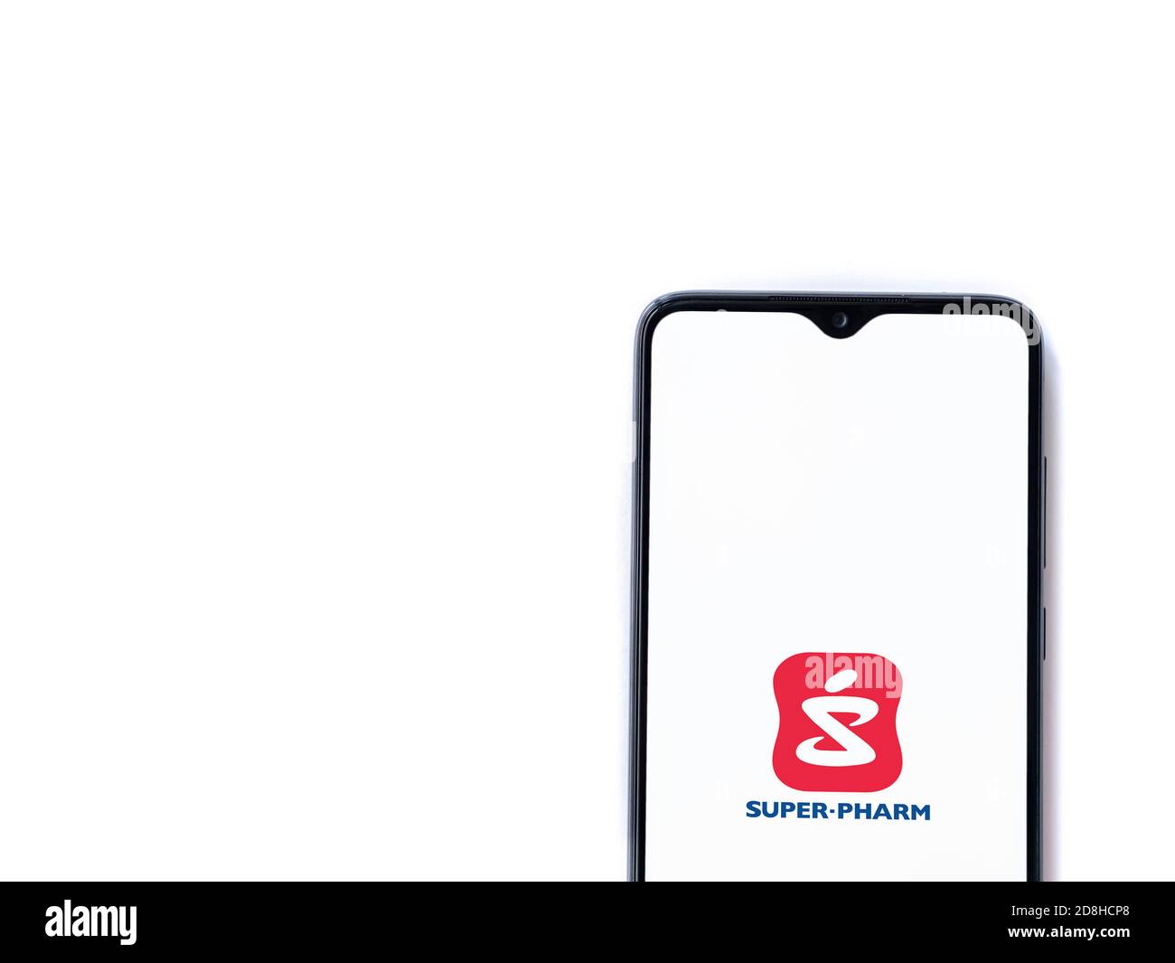 Lod, Israel - July 8, 2020: Super Pharm app launch screen with logo on ...